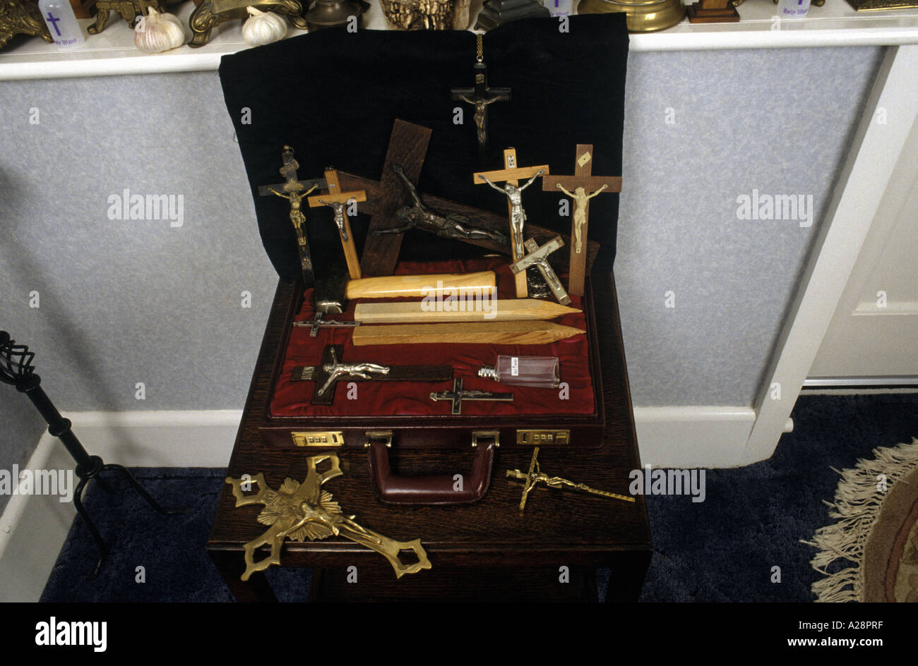 a vampire slayers kit at Bishop Sean Manchester's house England Stock ...