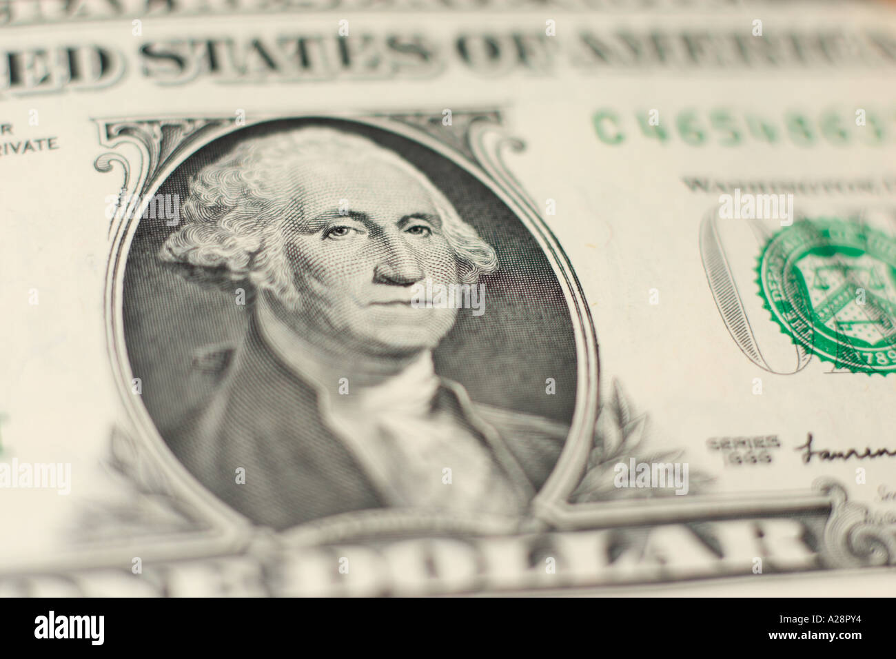 portrait of george washington on us one dollar note Stock Photo - Alamy