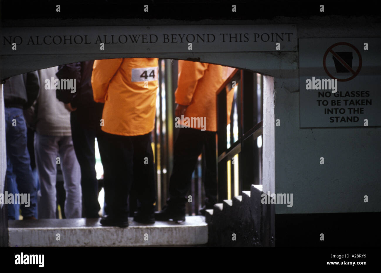 no alcohol signs and stewards and crowd at Craven Cottage Fulham fc ...