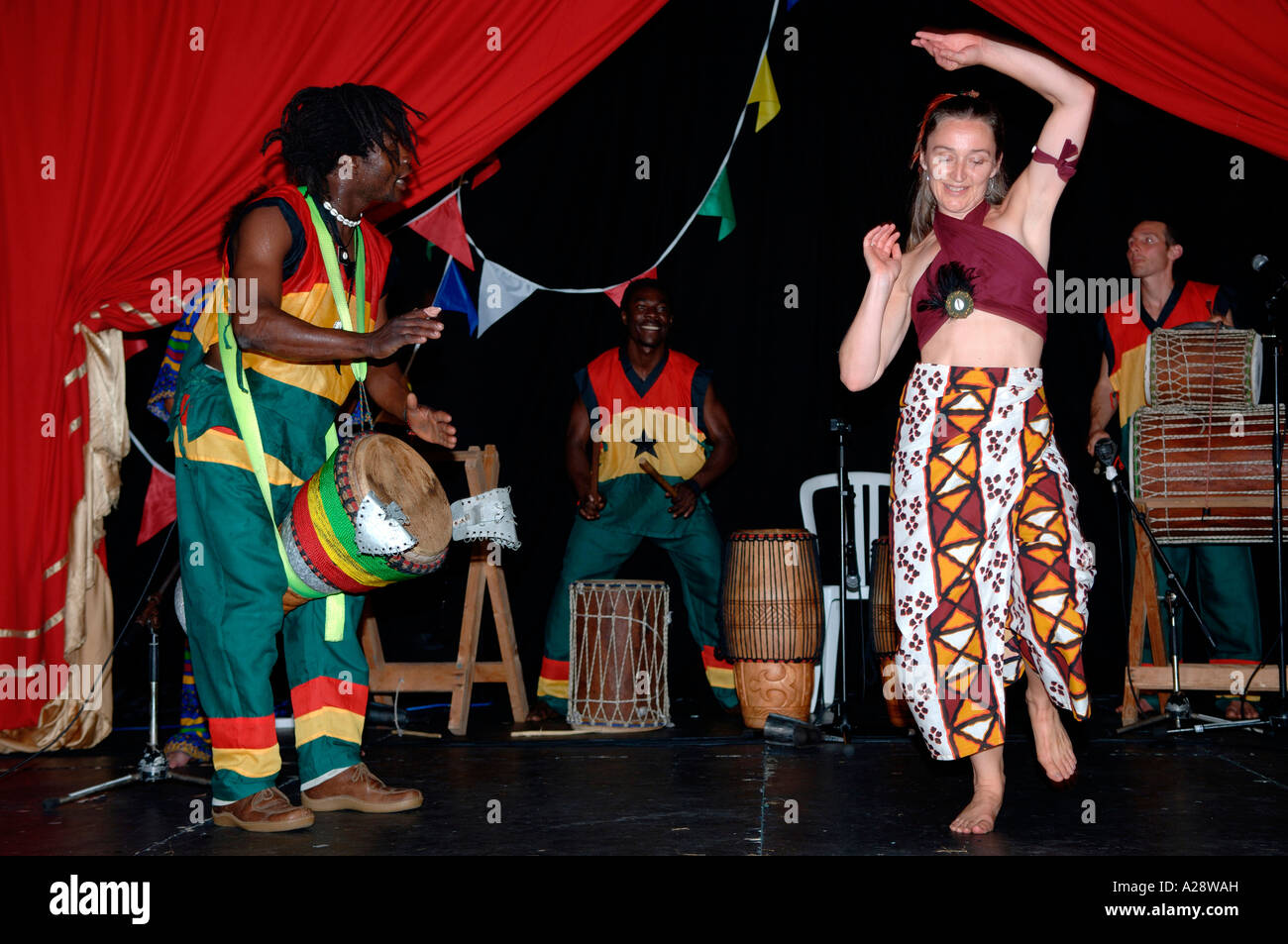 African band and dancing woman Stock Photo - Alamy