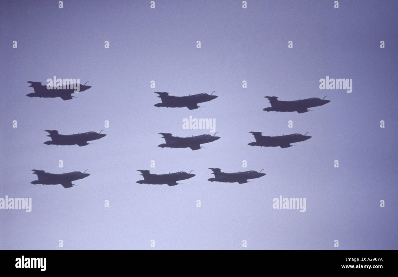 HS Blackburn Buccaneer diamond nine farewell final flight formation at ...