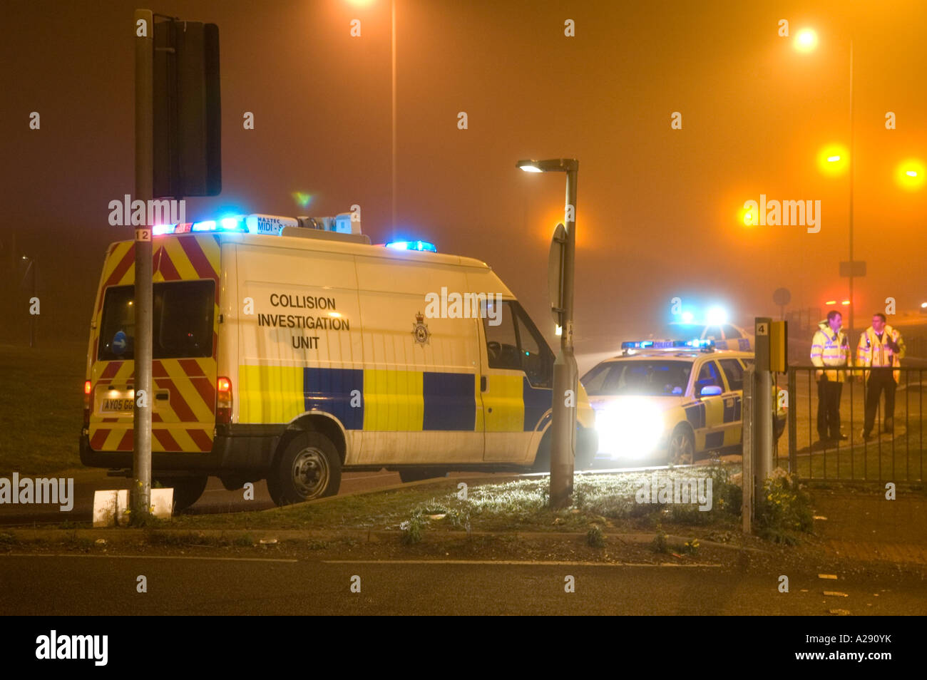 police Collision Investigation Unit at the scene of an accident Stock ...