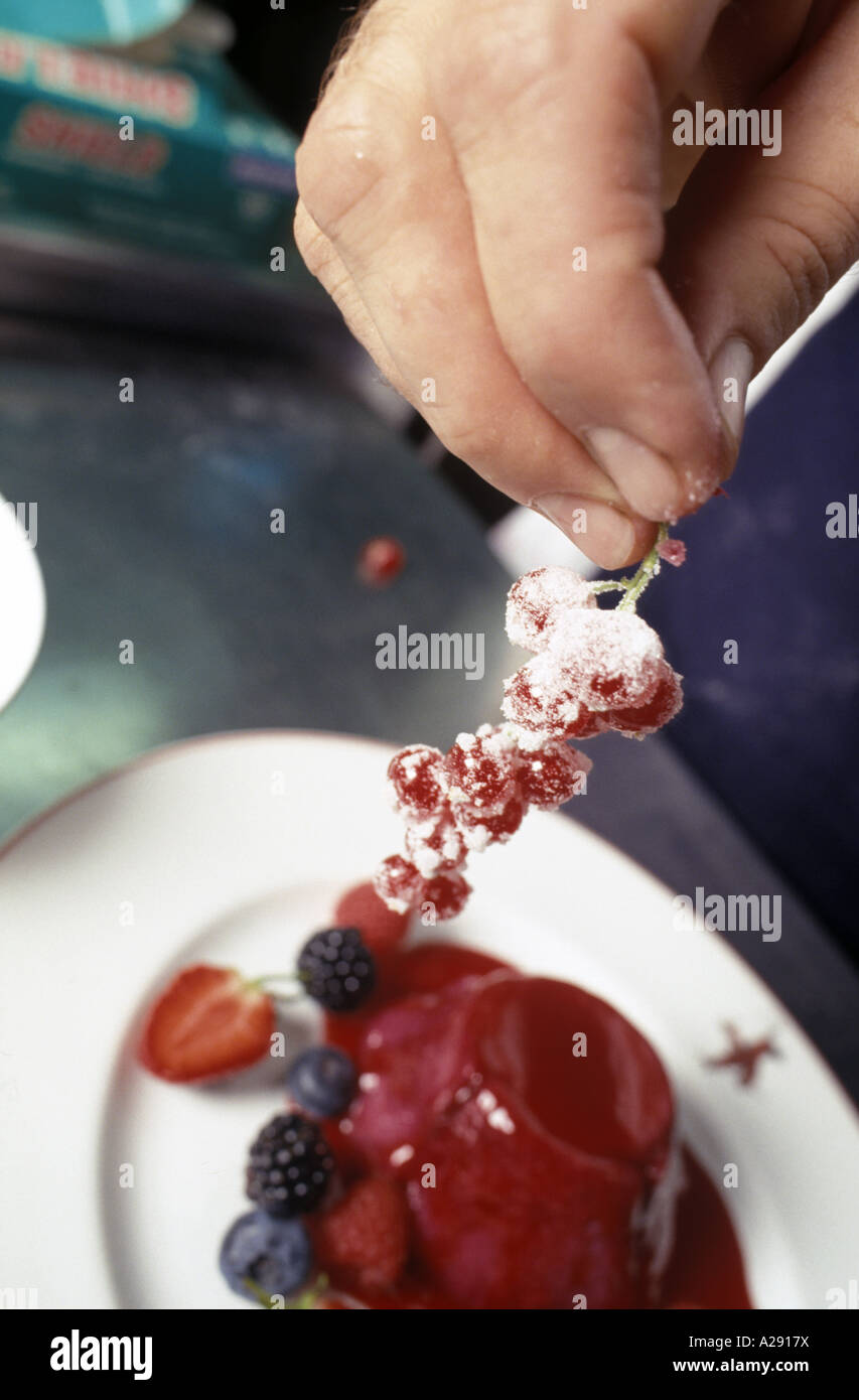 making a summer pudding at Wiltons restaurant London Stock Photo - Alamy