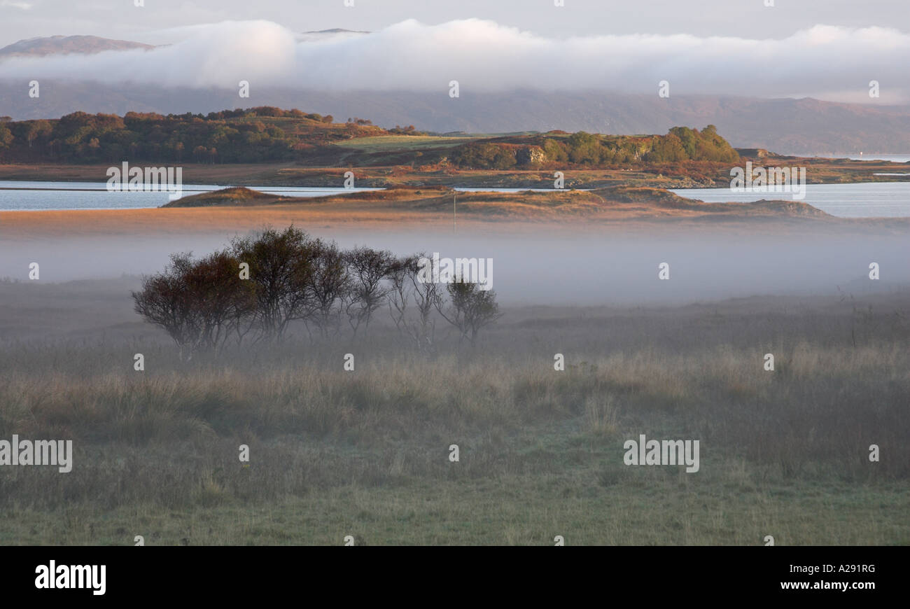 Loch Don from the Grass Point road with early morning autumn mist, Isle ...