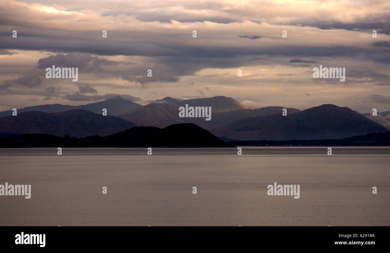 Dawn over the Sound of Mull from the Isle of Mull, Argyll, Scotland ...