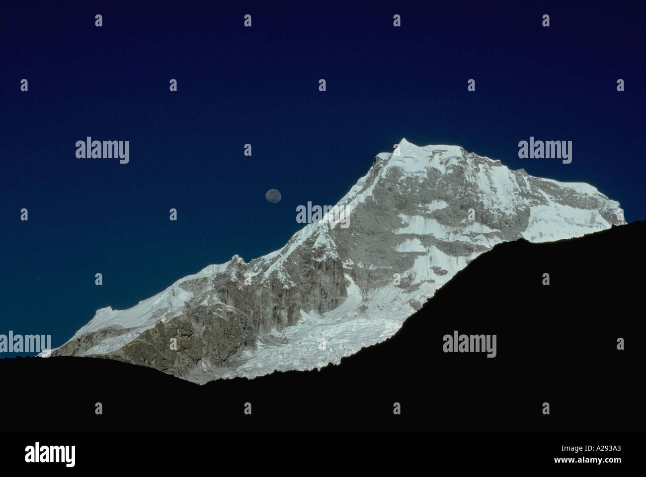 The Moon sets over Mount Ranrapalca 20 217 feet in the Cordillera ...
