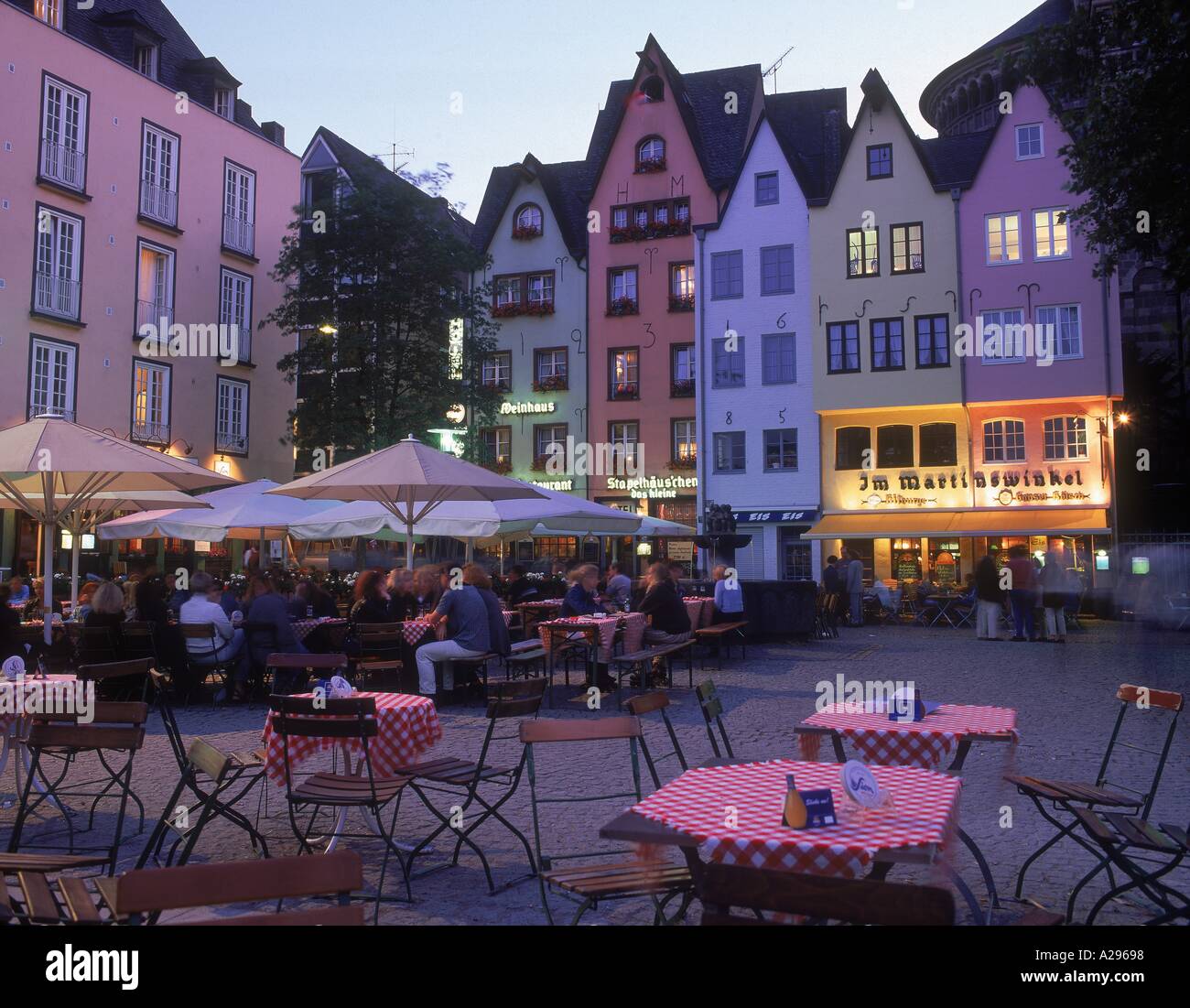Old town cafes and restaurants Cologne Germany G Hellier Stock Photo ...