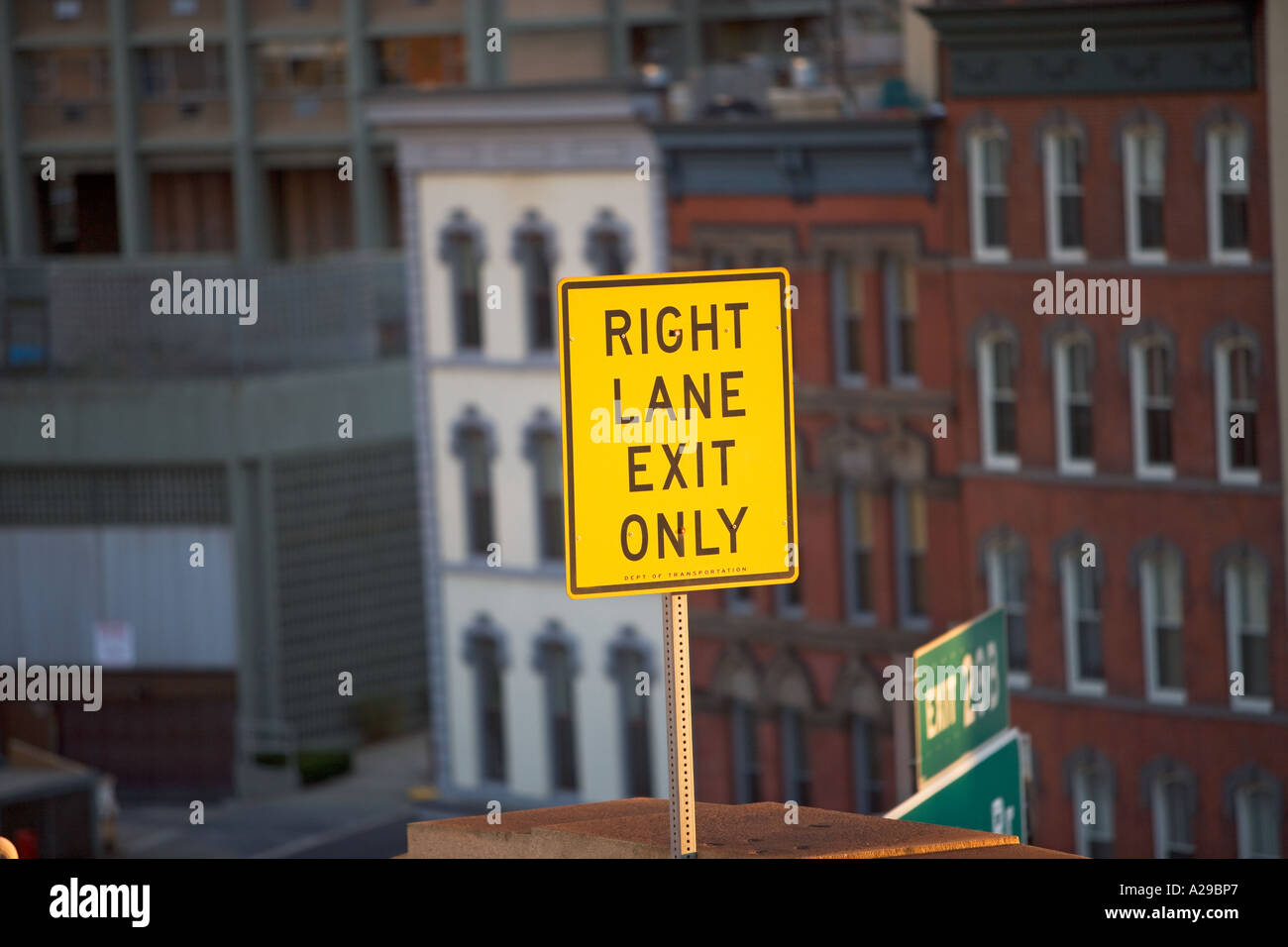 RIGHT LANE EXIT ONLY Stock Photo - Alamy