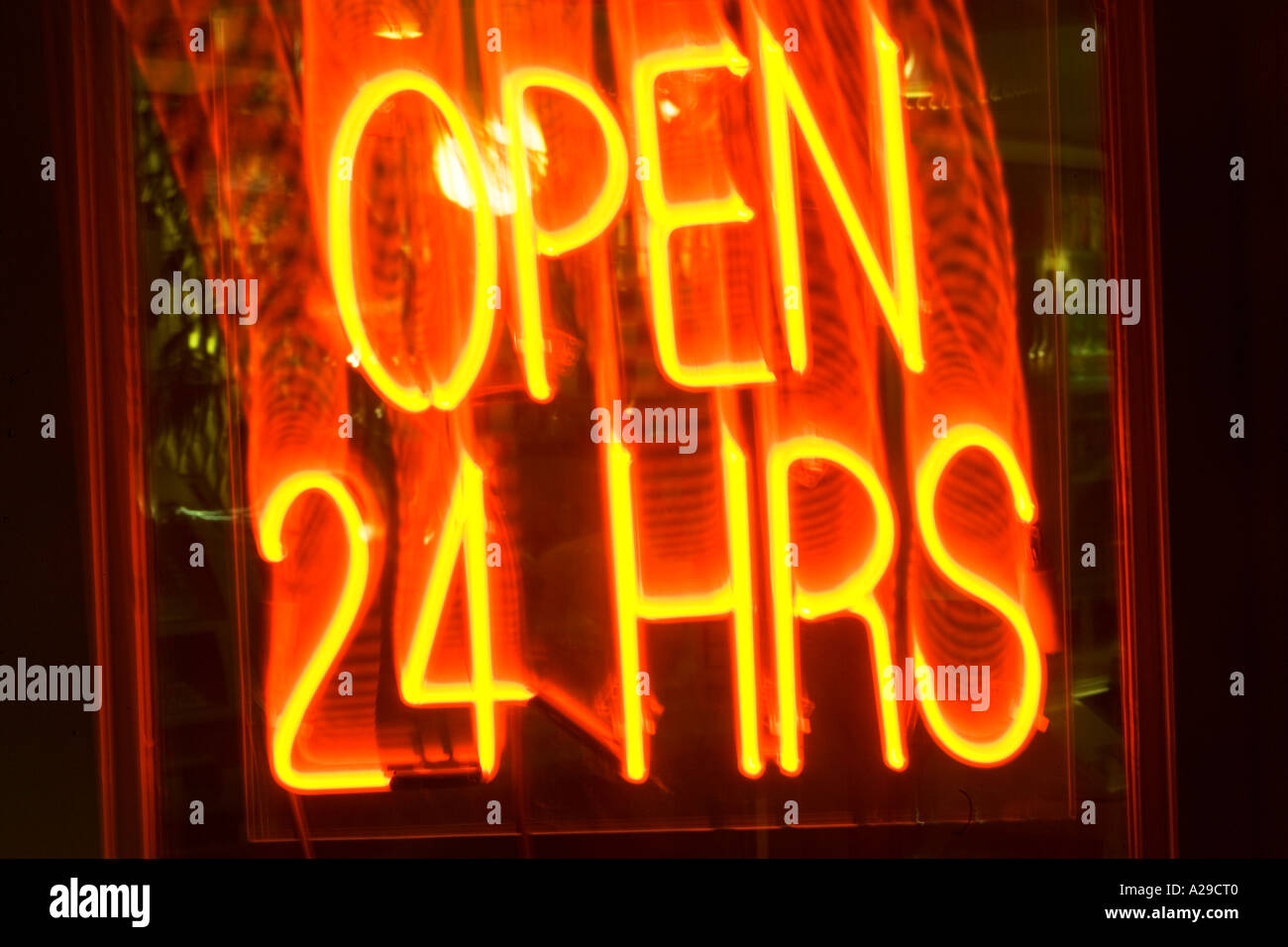 OPEN 24 HOUR NEON SIGN Stock Photo - Alamy
