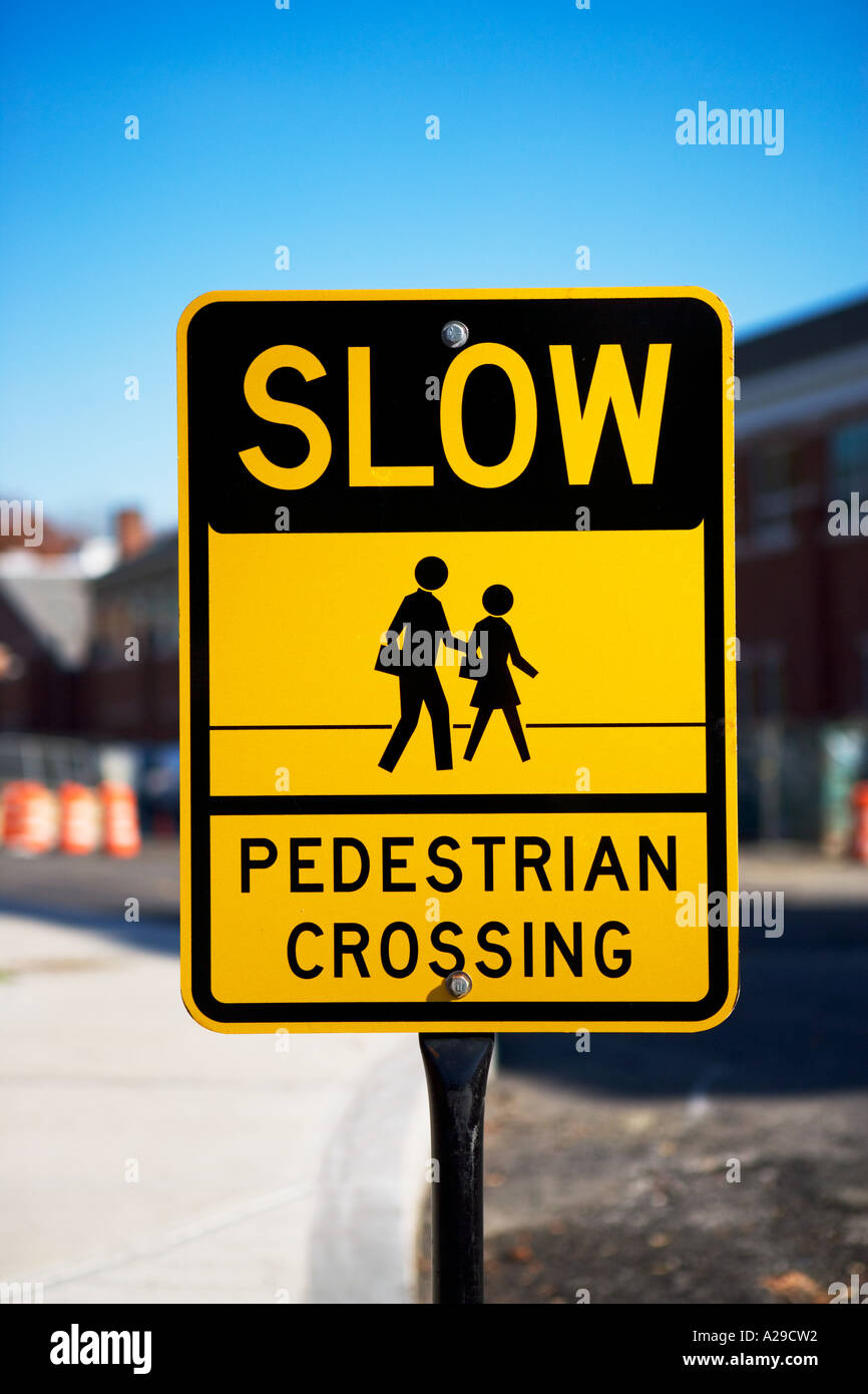 SLOW, PEDESTRIANS CROSSING Stock Photo - Alamy