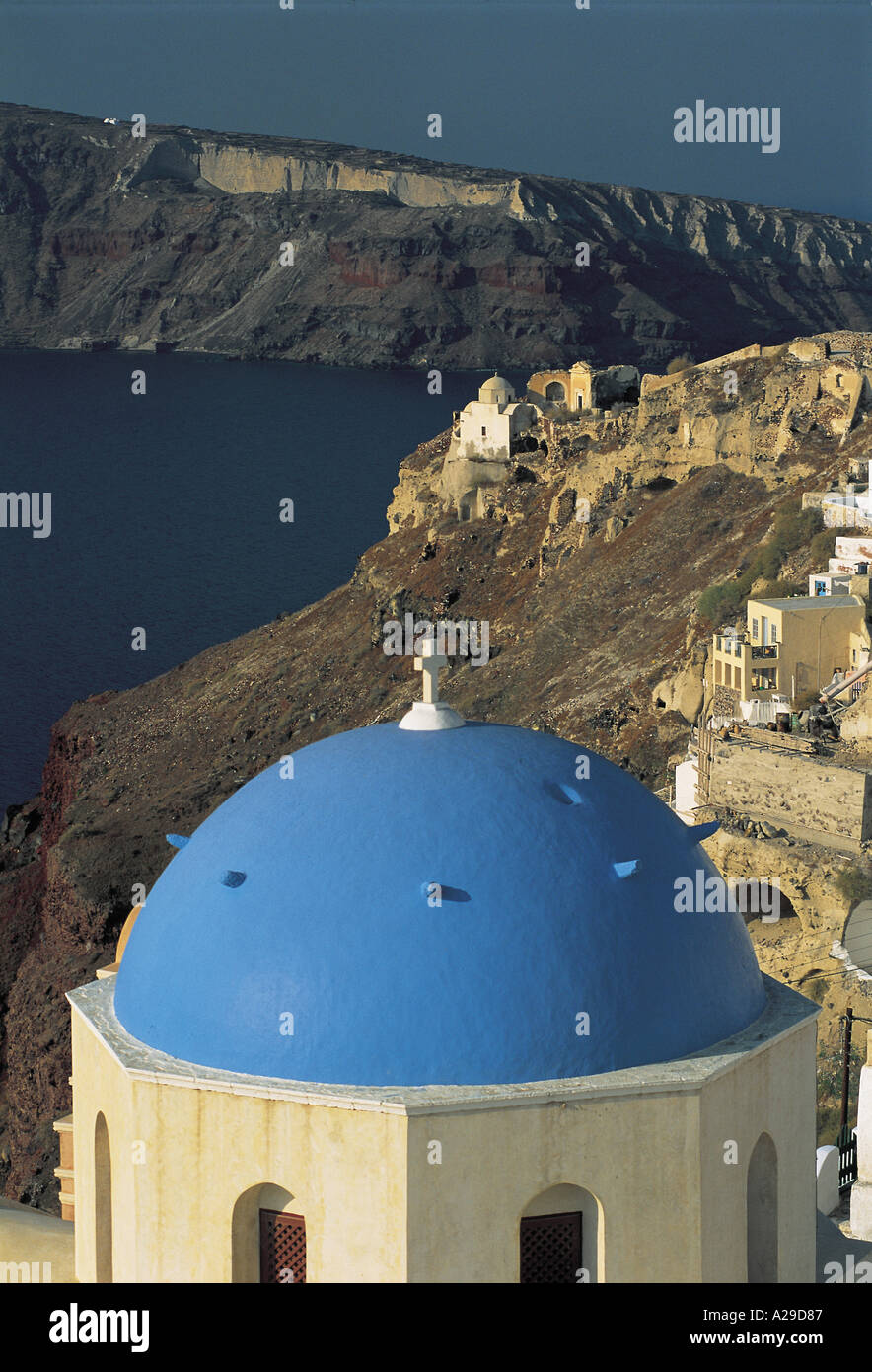 Santorini blue church cupola Greece S Grandadam Stock Photo - Alamy