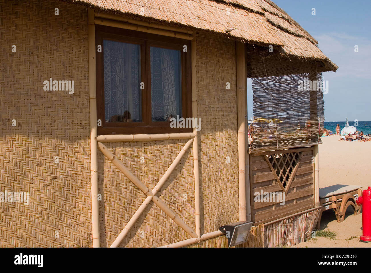 summer straw hut on the beach Stock Photo - Alamy