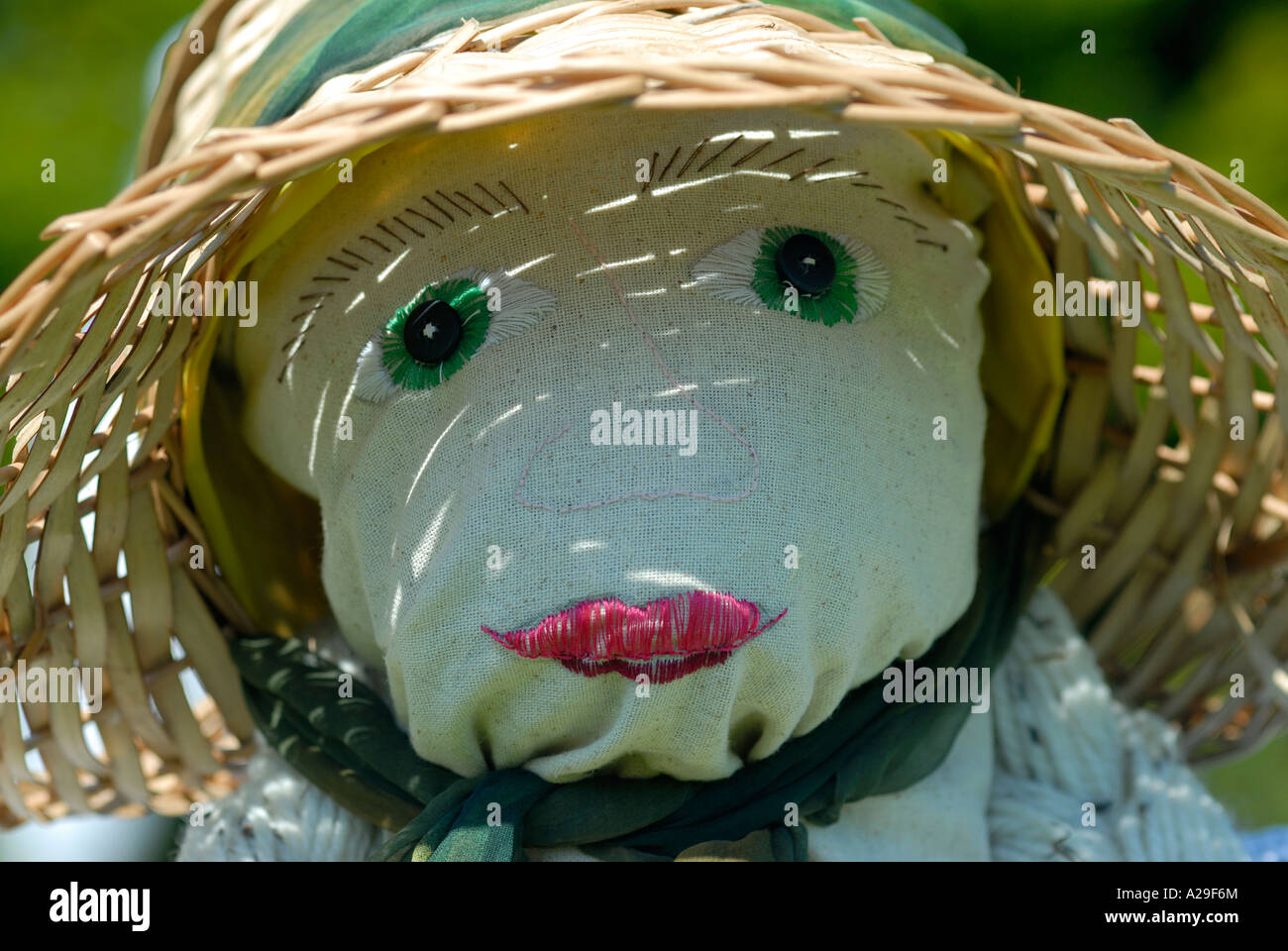 Scarecrow face with straw hat. Annual scarecrow festival at Climping ...