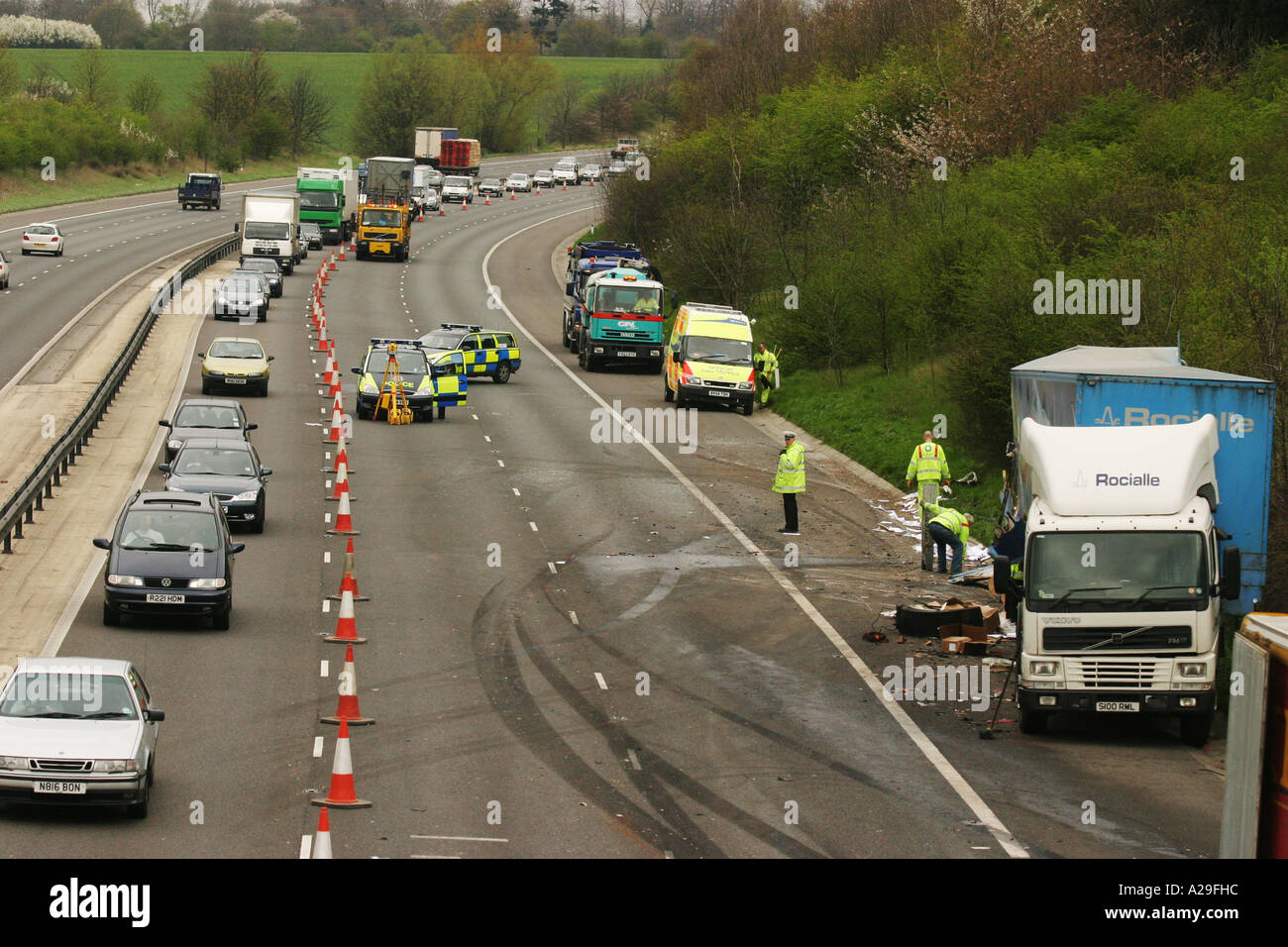 Motorway Road Traffic Accident Stock Photo - Alamy