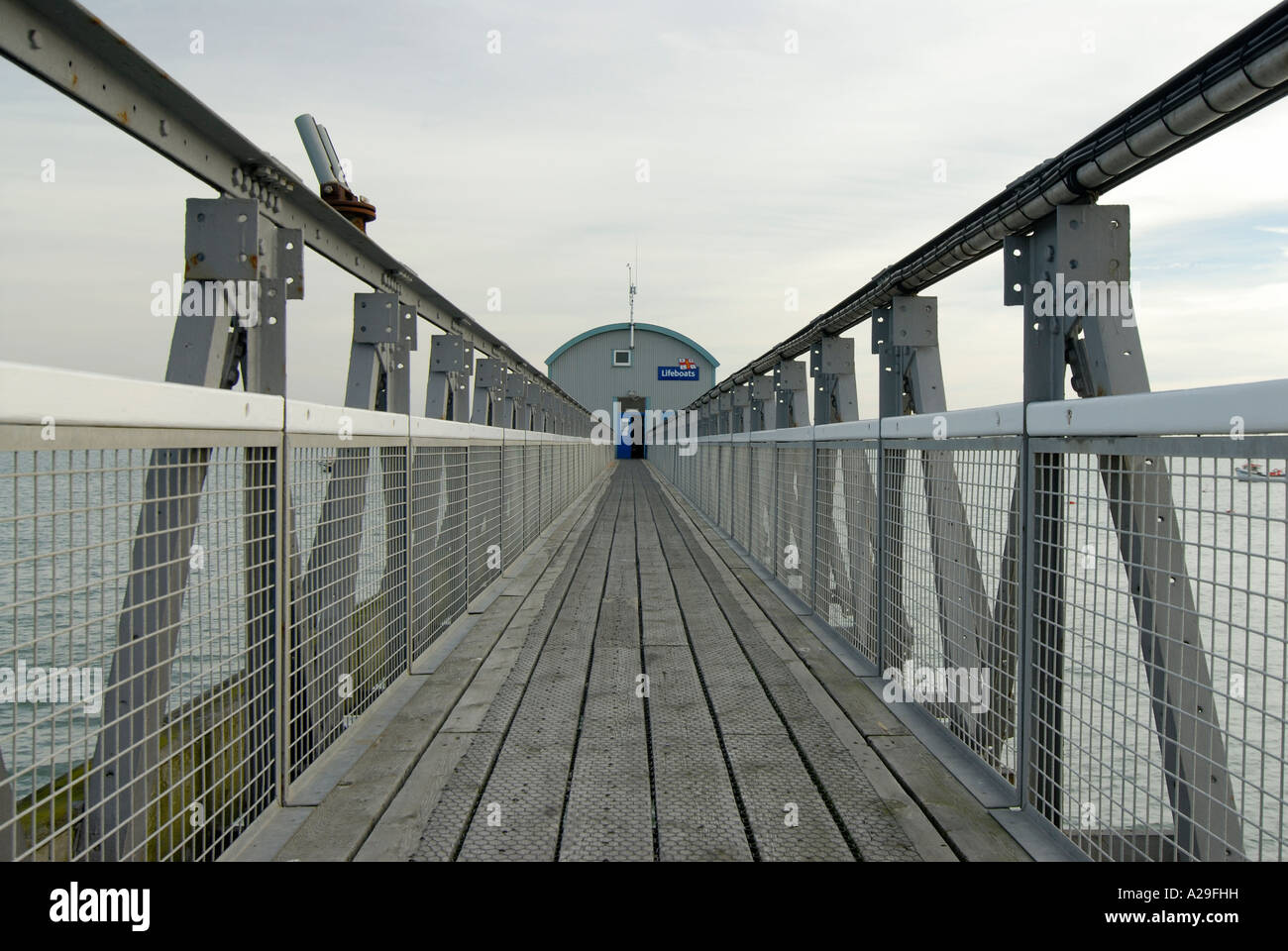 Selsey lifeboat house viewed from the pier Wide angle shot Horizontal ...