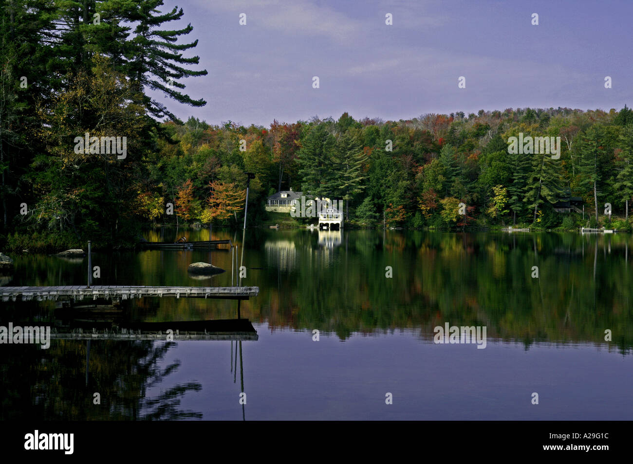 Mountain Cabin on the Lake Stock Photo - Alamy