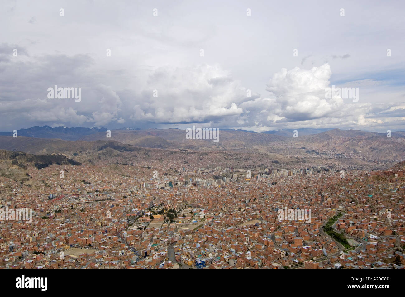A cityscape of sprawling La Paz and dramatic cloud formation Stock ...