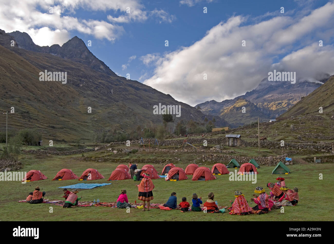 The "community" Inca Trail - 6.30am at base camp in the community of ...