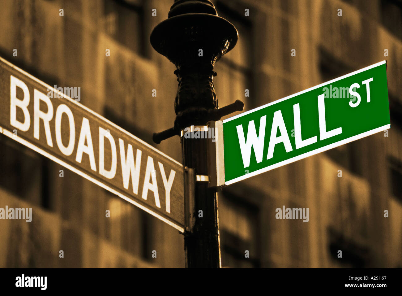 Broadway and Wall St street sign NY USA Stock Photo - Alamy