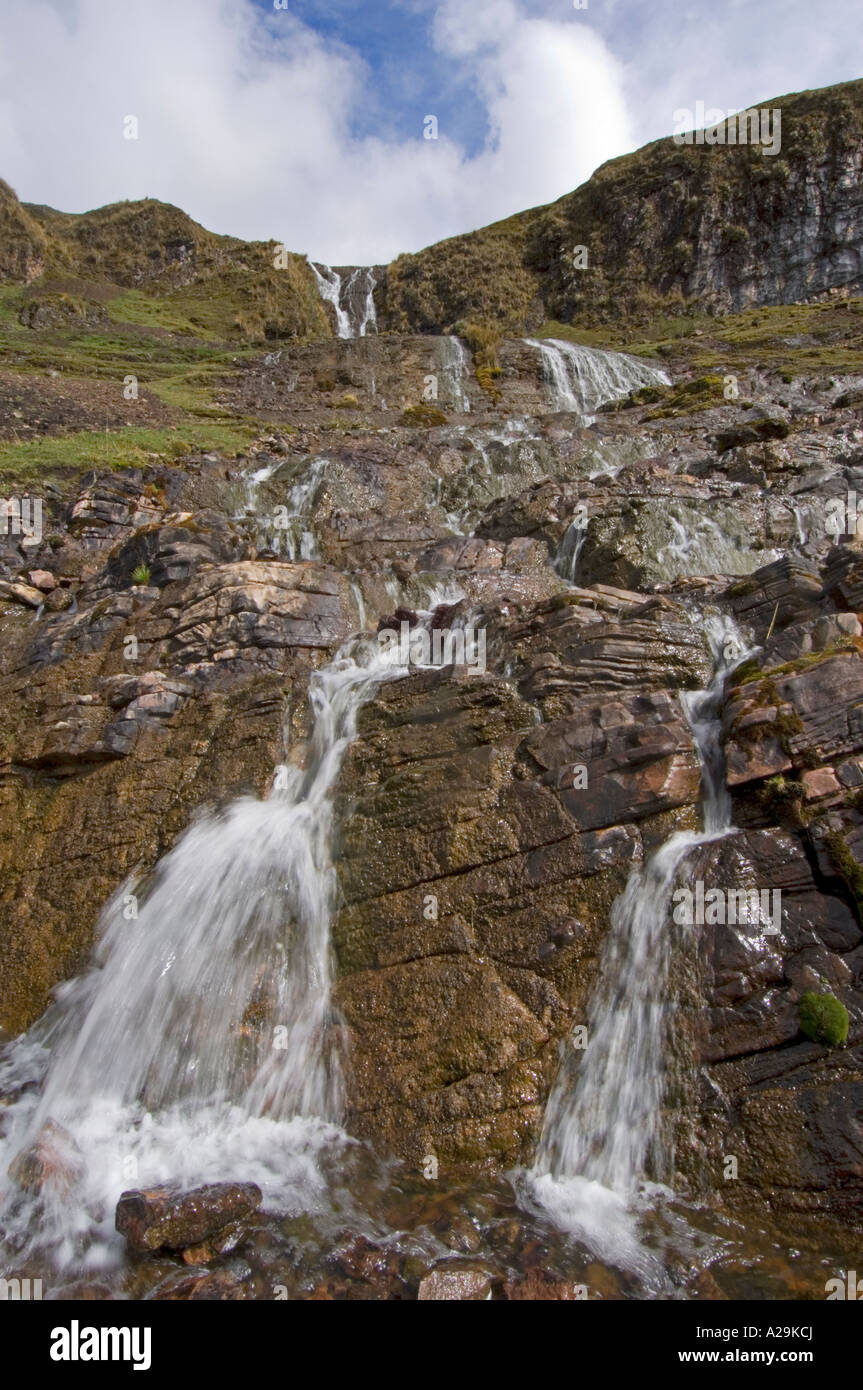 A waterfall and rugged scenery while on the "community" Inca trail with ...