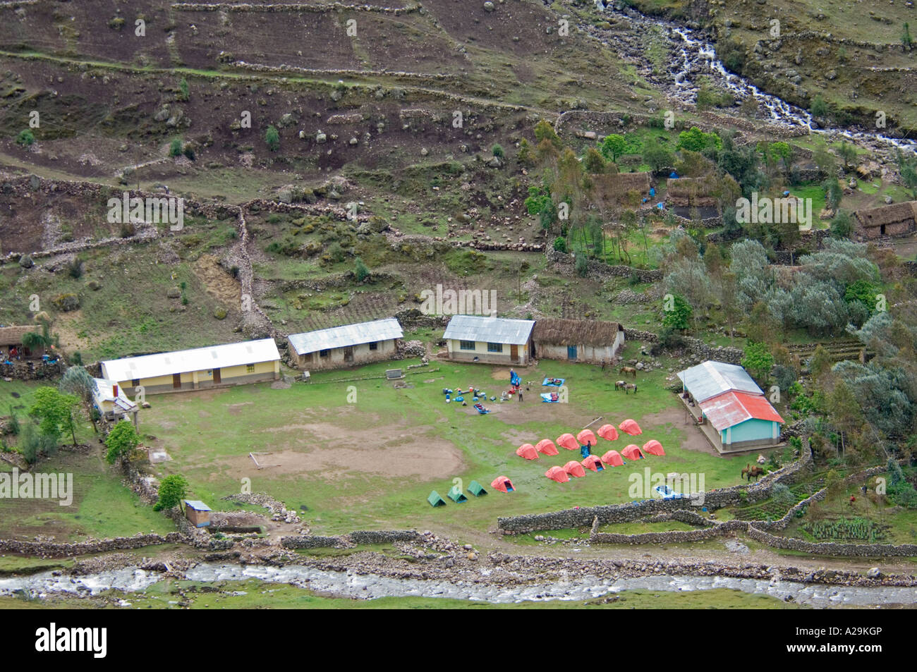 An aerial view of the welcome site of the campsite for the night at ...