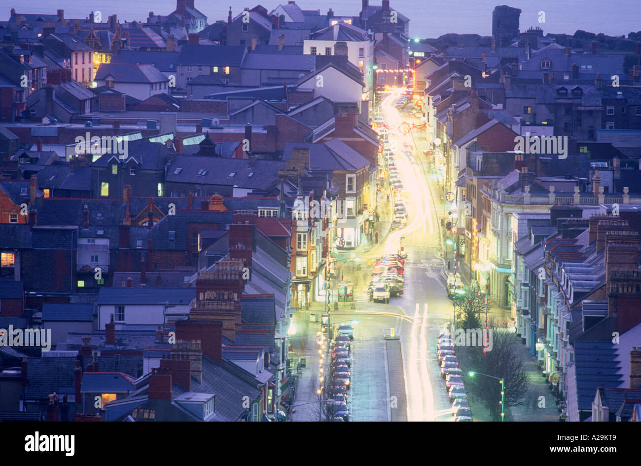 Aberystwyth Town Centre at Dusk, Ceredigion, West Wales Stock Photo - Alamy