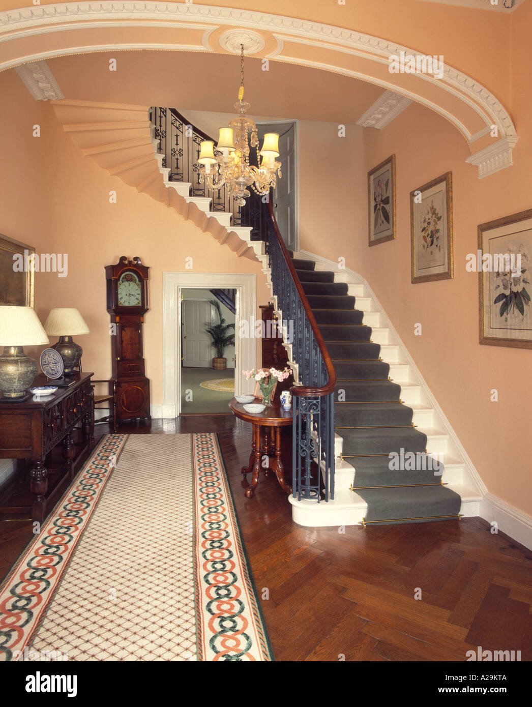 Domestic interior, traditional, hall and stairs Stock Photo - Alamy