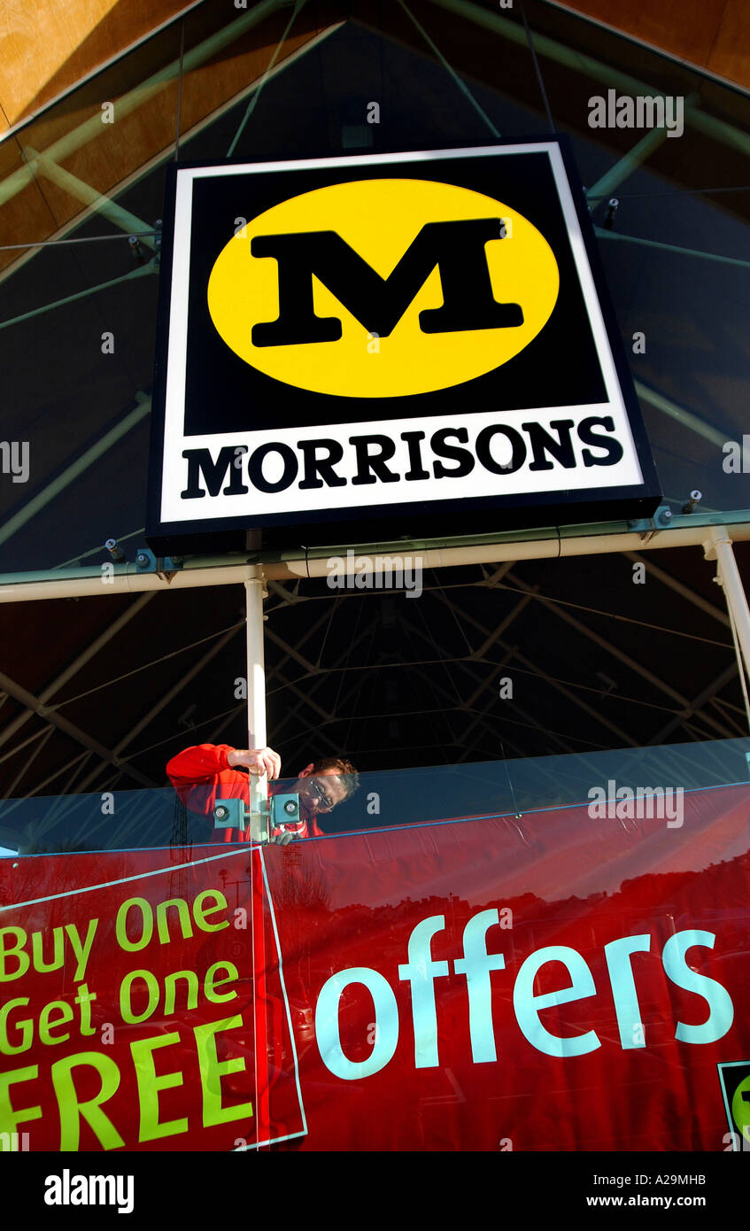 A Morrisons supermarket sign outside the bideford store, In Devon Stock ...