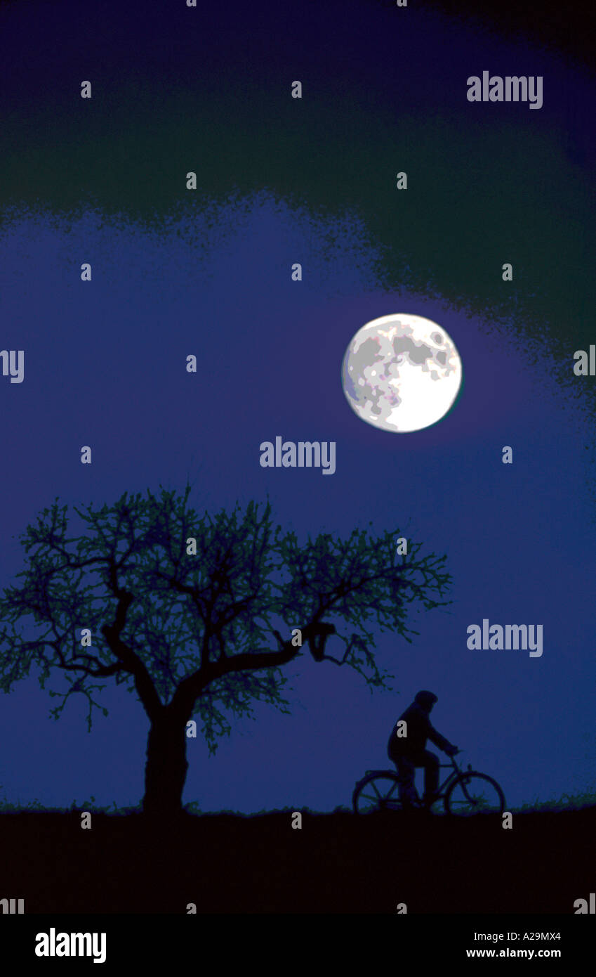 Moonlight and bike Stock Photo - Alamy
