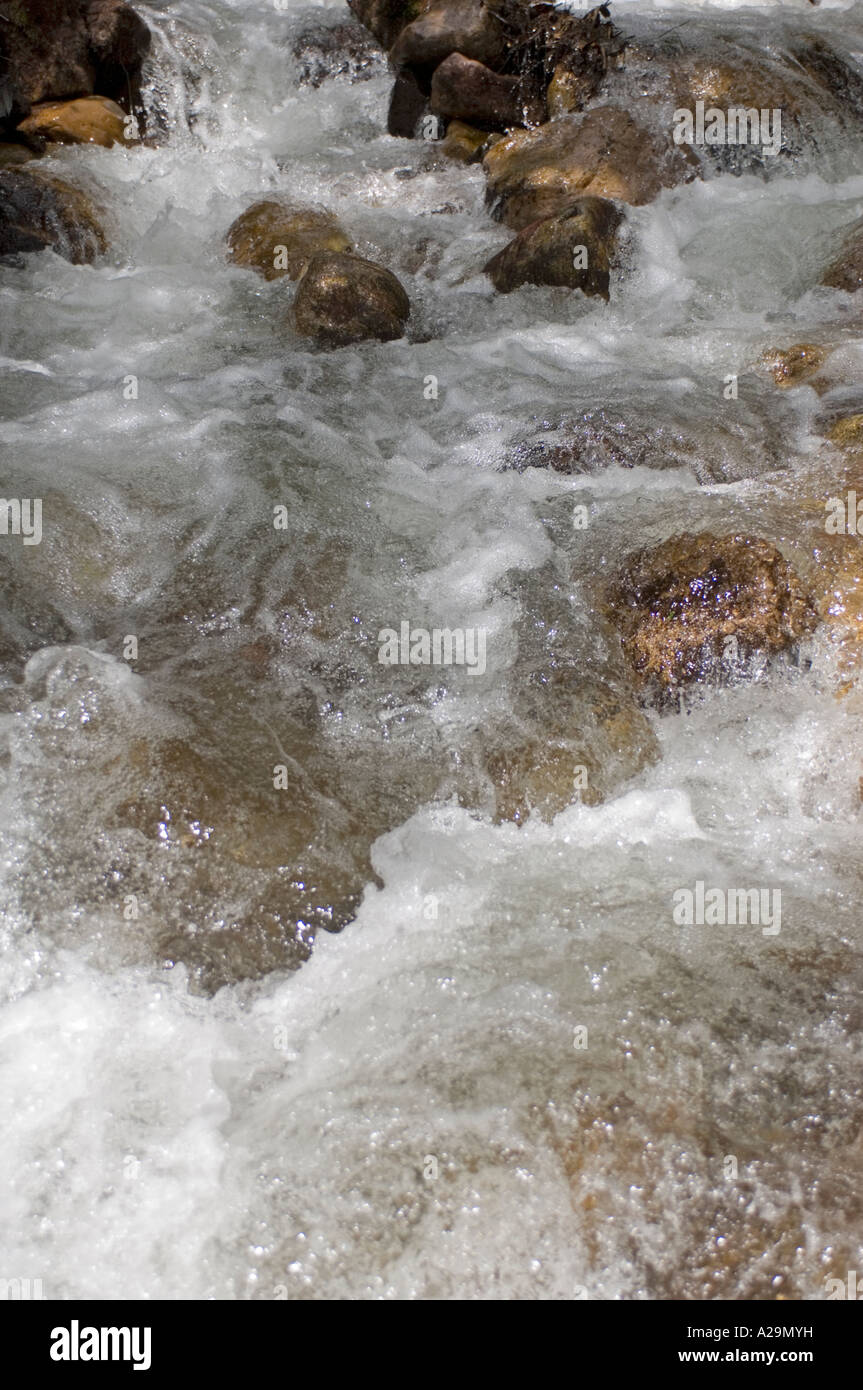 Shot on the Inca trail this glacial stream river in early evening light ...