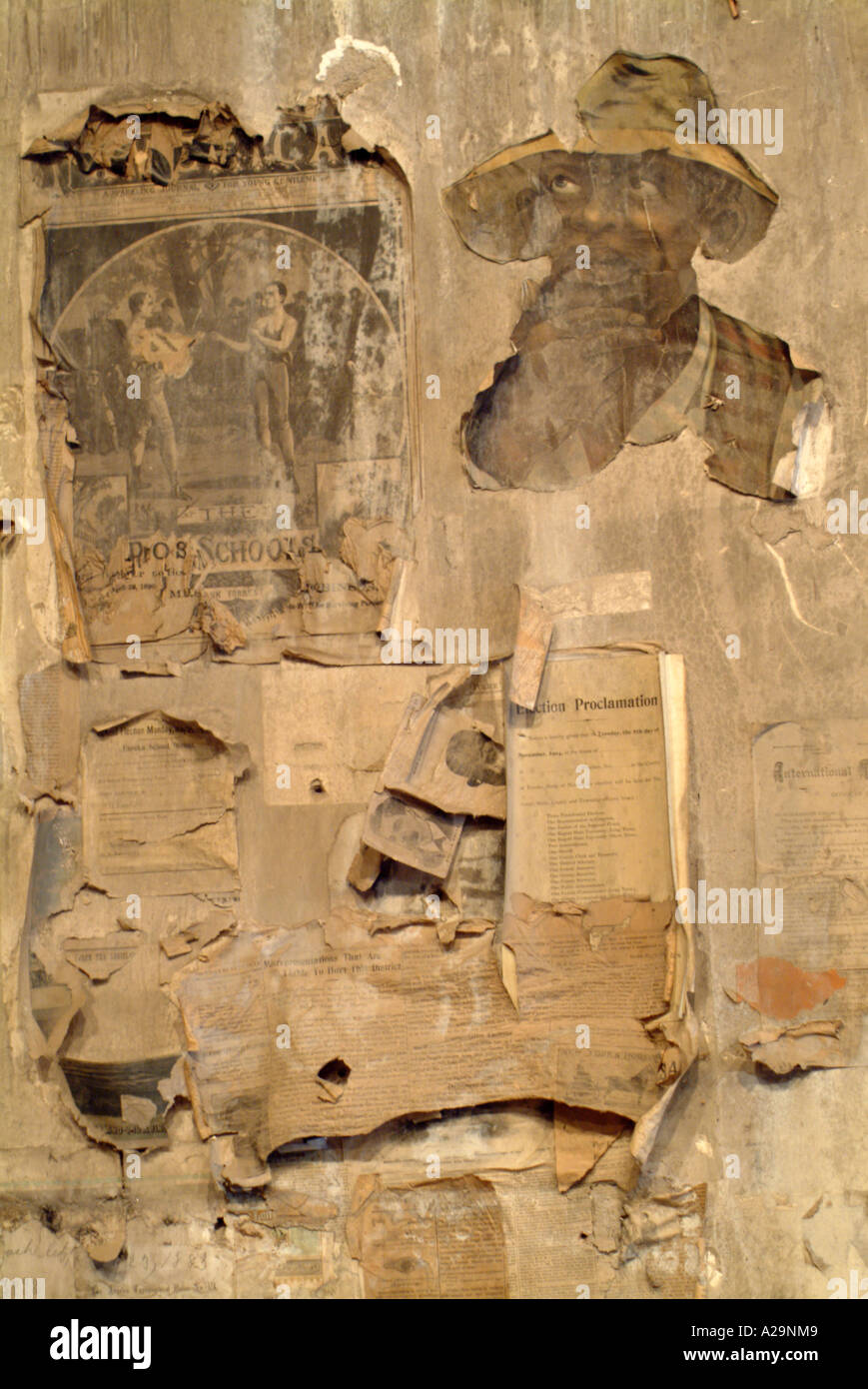 Very old posters on the wall in the Eureka Sentinel Building in Eureka ...