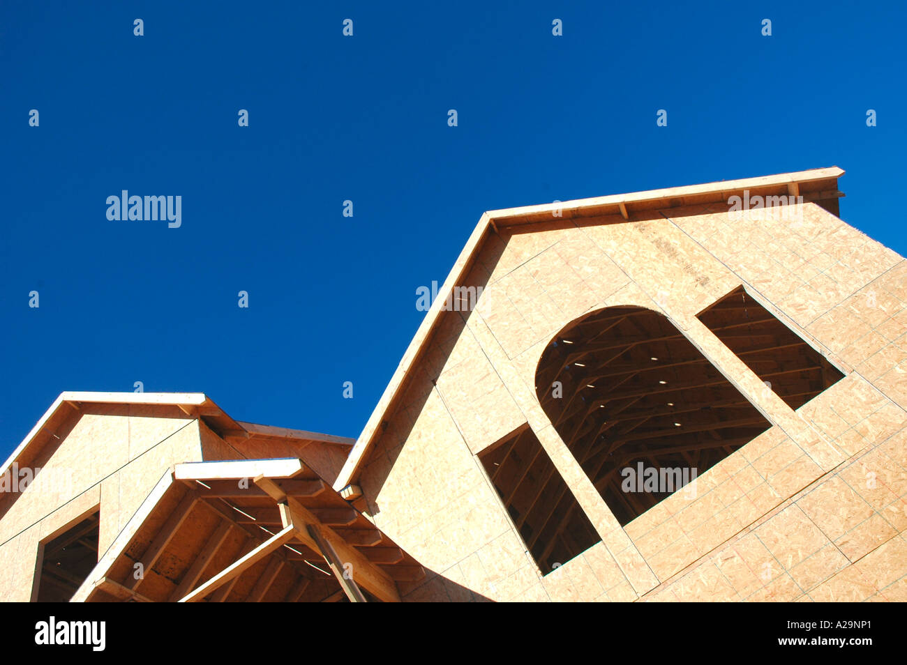 New house home construction using chip board particleboard and wood ...