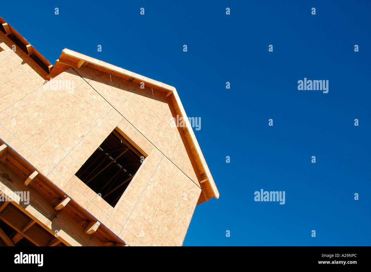 New house home construction using chip board particleboard and wood ...