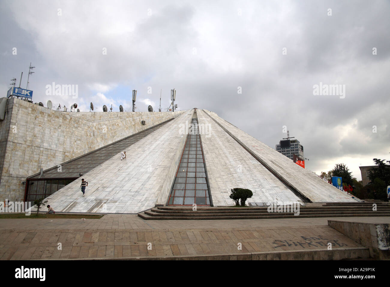 Modern pyramidal building. Tirana, Albania, Europe Stock Photo - Alamy