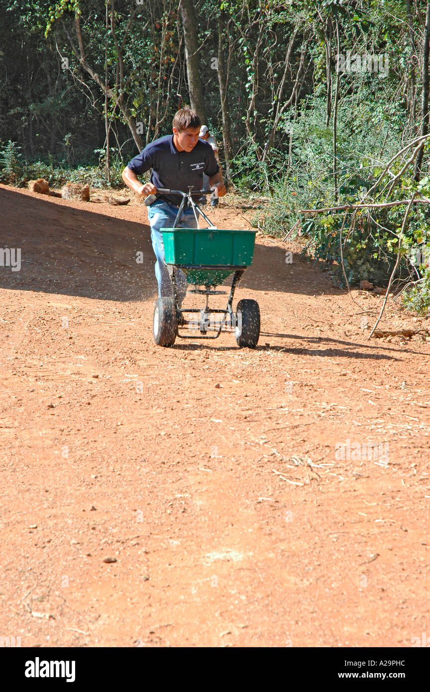 Seeding and mulching new home lawn construction for sale by local crews ...