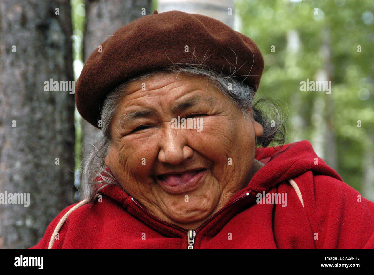 Old native cree lady Mistissini reservation next to James Bay Quebec ...