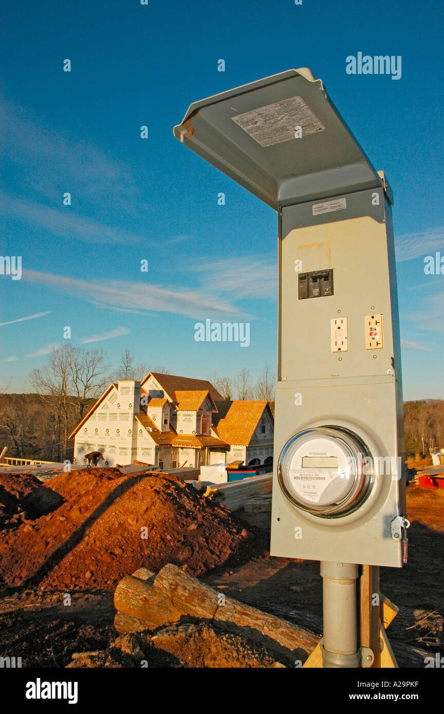 Temporary power outlets connection at new home construction site of ...