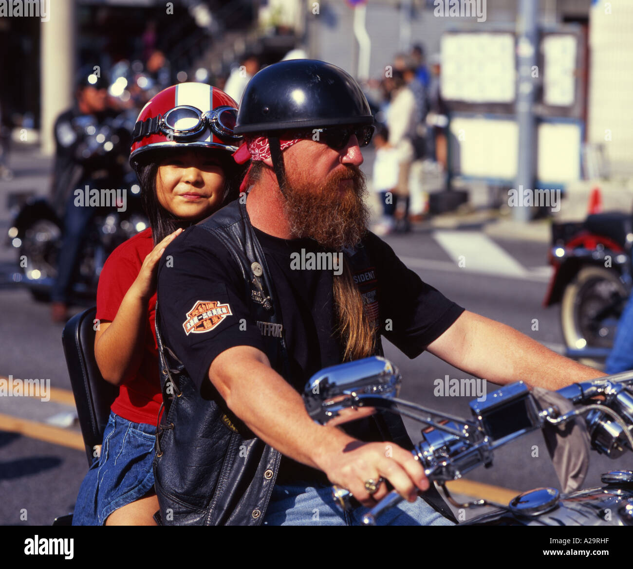 Harley Davidson Rider and daughter at Okinawa City Gate 2 Festival ...
