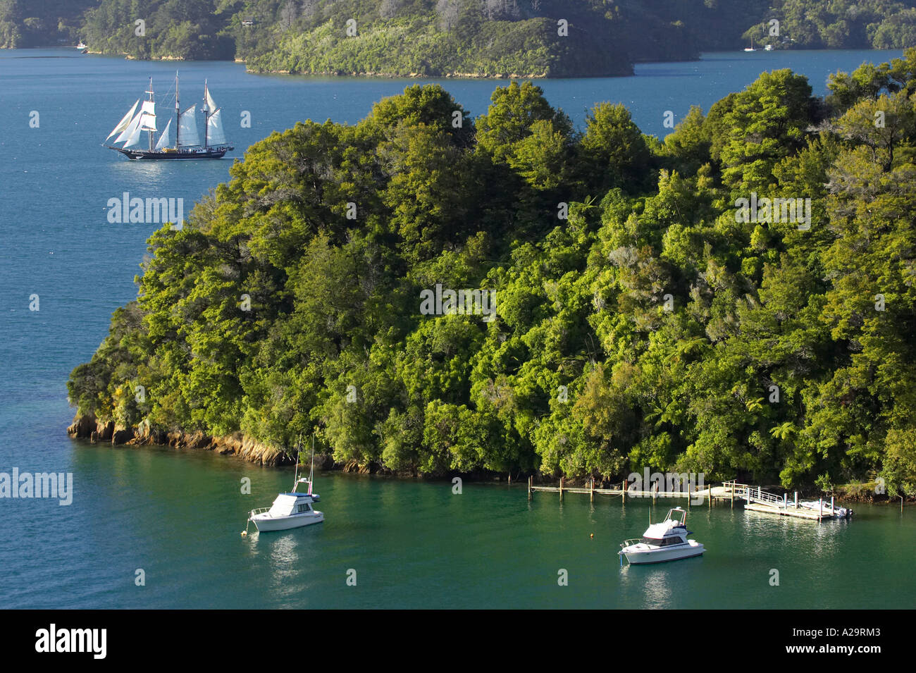 Spirit of New Zealand Tall Ship Grove Arm Marlborough Sounds South ...