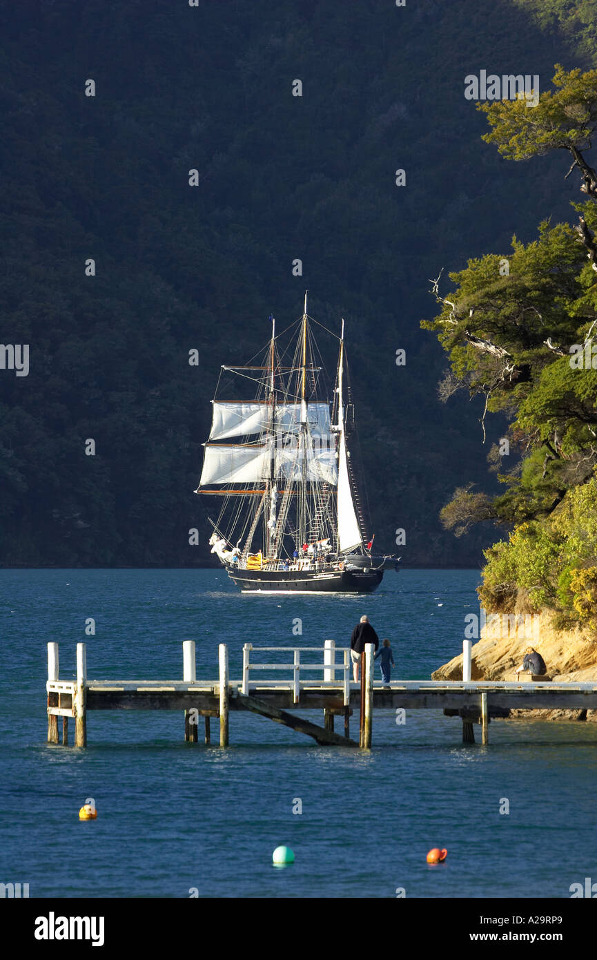 Spirit of New Zealand Tall Ship Grove Arm Marlborough Sounds South ...