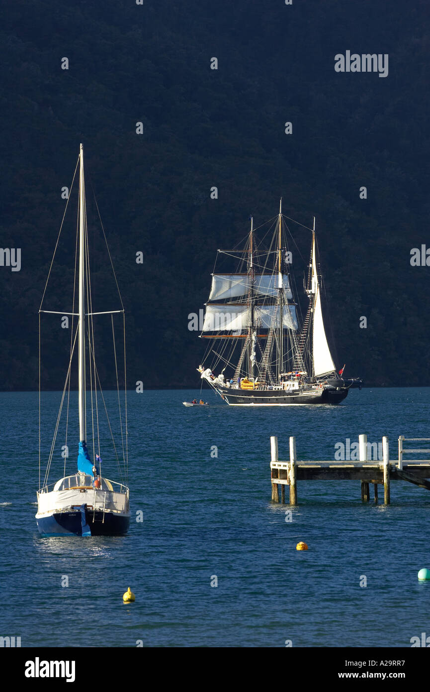 Spirit of New Zealand Tall Ship Grove Arm Marlborough Sounds South ...