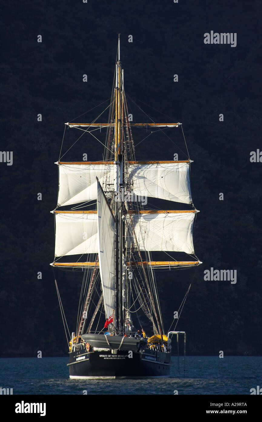 Spirit of New Zealand Tall Ship Grove Arm Marlborough Sounds South ...