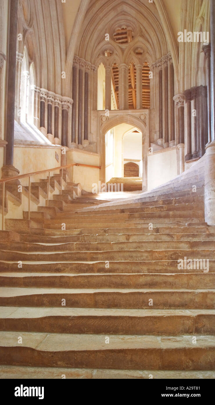 The worn steps leading up to the Chapter House Wells cathedral Stock ...