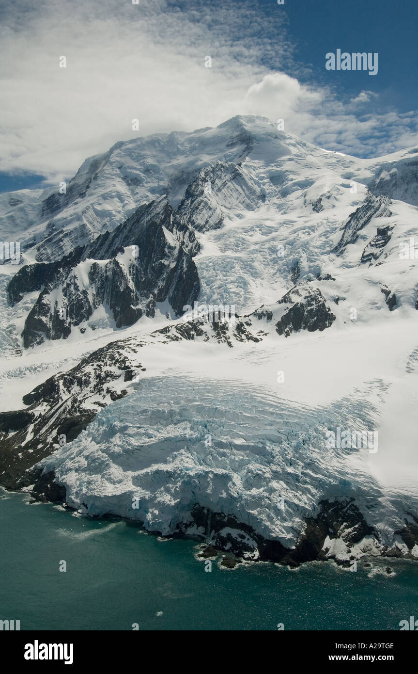 SOUTH GEORGIA ISLAND Aerial of Mt Paget Highest peak, 9625 feet View ...