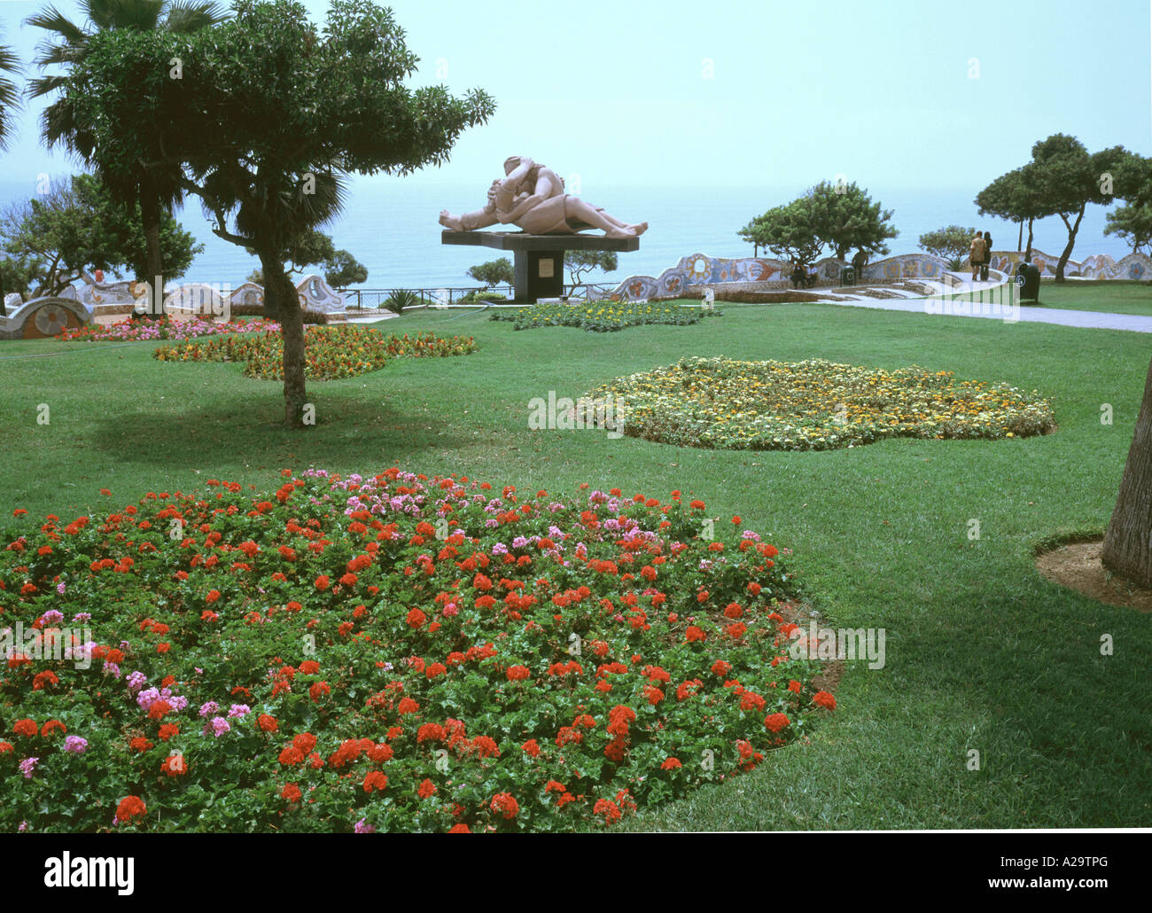 Love Park in Miraflores Lima Peru with well tendered gardens and stone ...