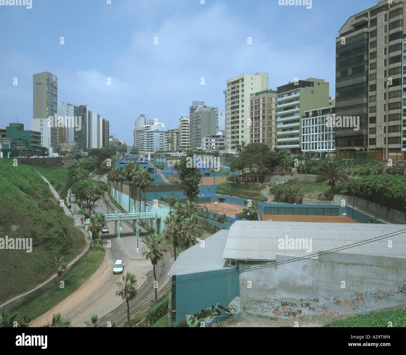 Miraflores suburb of Lima Peru from Pacific coast promenade looking ...