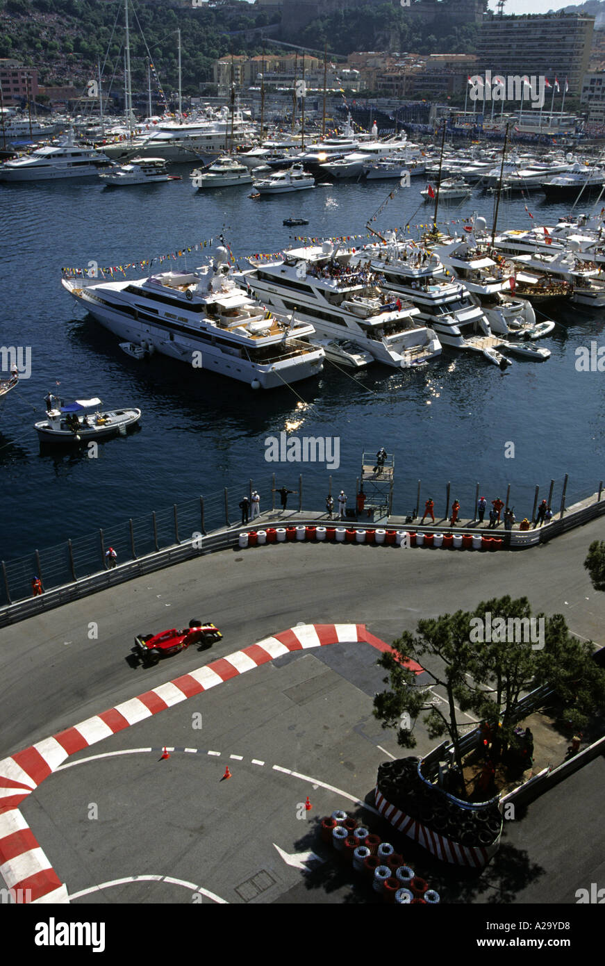 Overhead view of the yachts in the harbour during the Formula One Grand ...