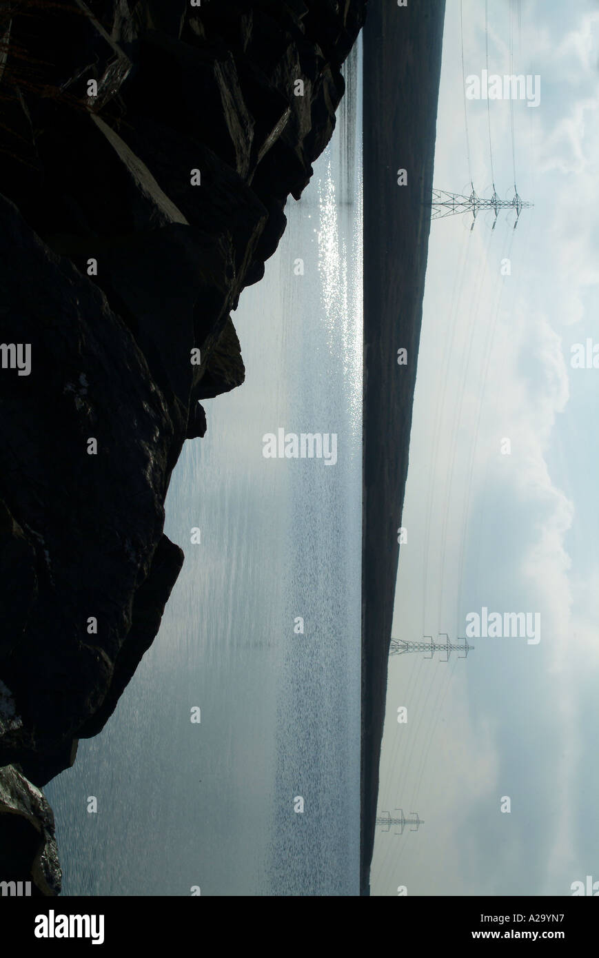 full reservoir in winter Stock Photo - Alamy