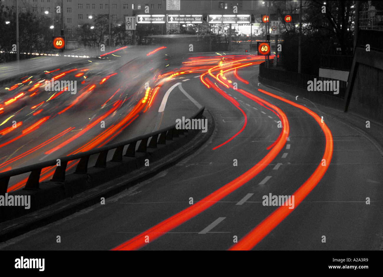Germany Berlin night time traffic on the Stadtring autobahn Stock Photo ...