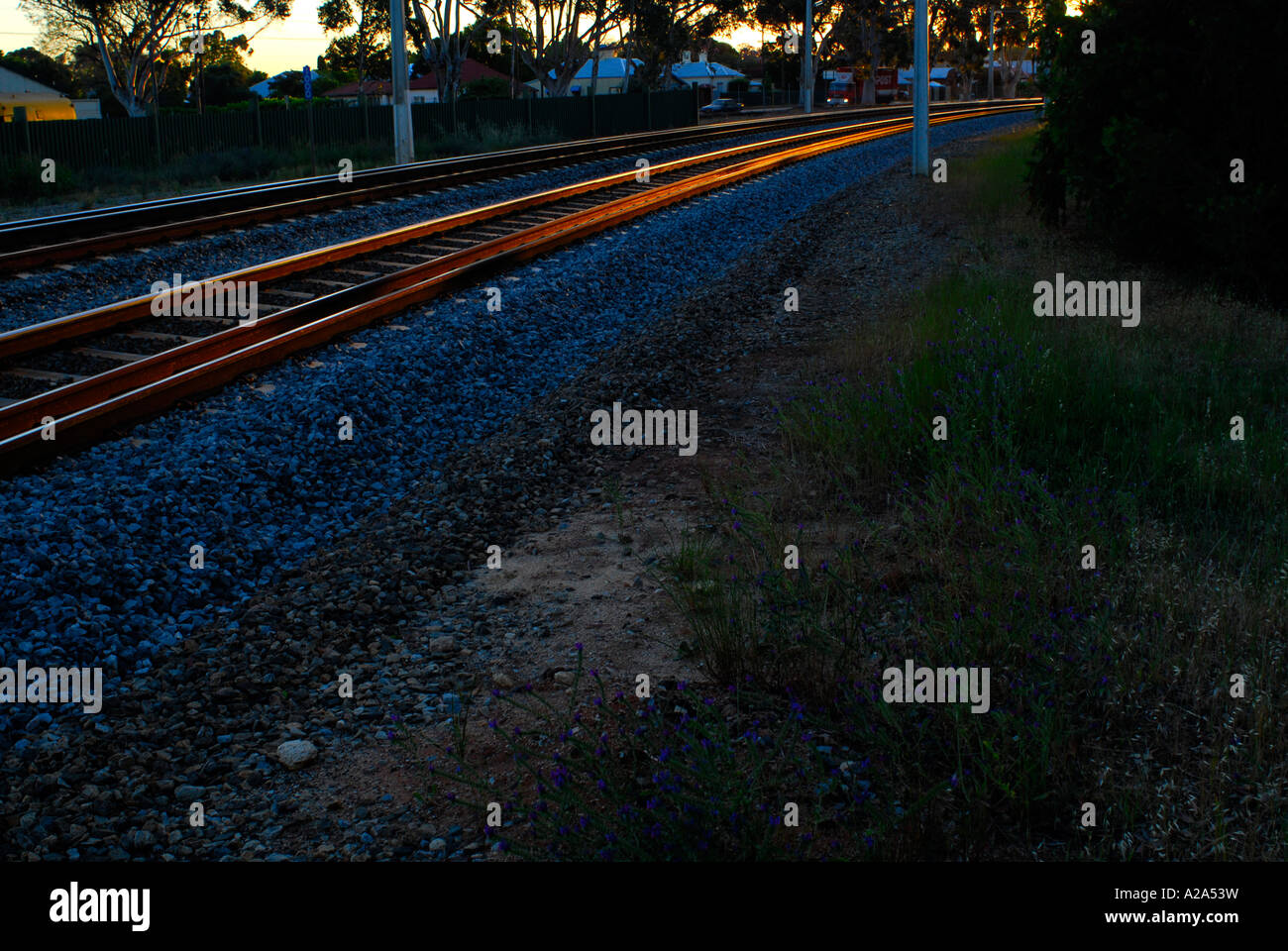 Sunshine sunset highlight rail hi-res stock photography and images - Alamy